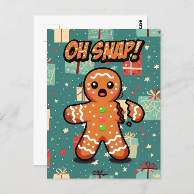 Oh Snap! Gingerbread Man Postcard | Zazzle