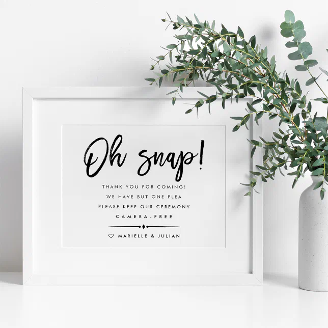 Oh Snap | Typography Unplugged Ceremony Poster | Zazzle