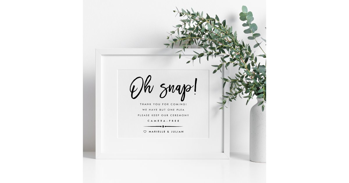 Oh Snap | Typography Unplugged Ceremony Poster | Zazzle