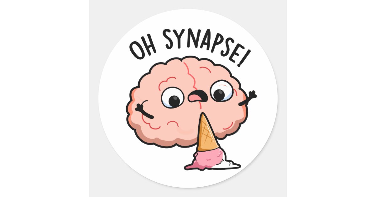 Oh Synapse Funny Brain Pun Classic Round Sticker | Zazzle