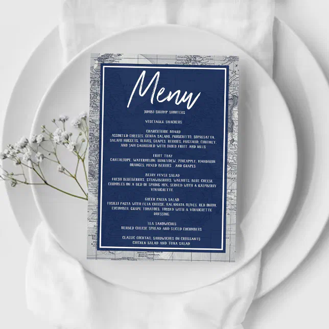 "Oh The Places He'll Go!" Travel Map Baby Shower Menu | Zazzle