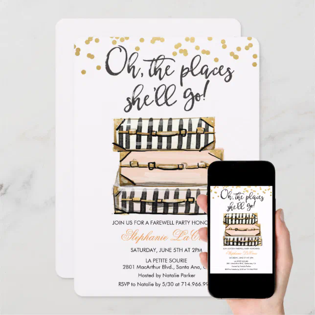 Oh The Places She'll Go Farewell Invitation | Zazzle