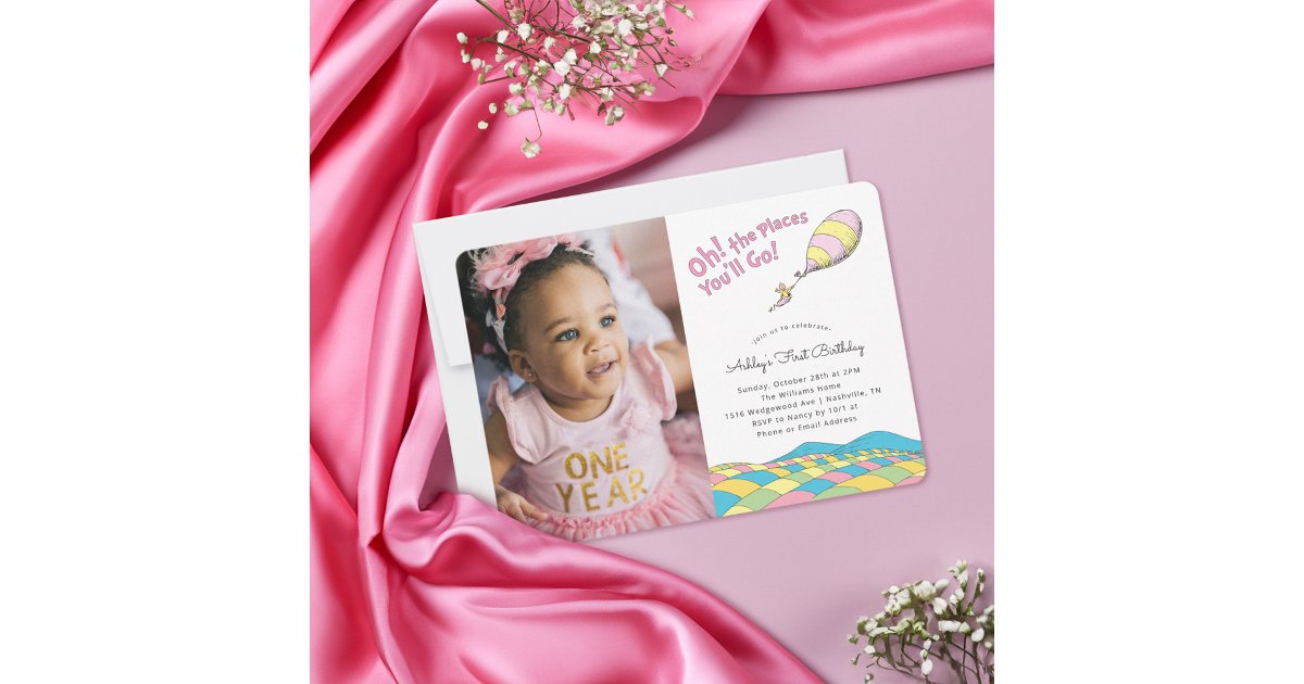 Oh! the Places You'll Go! | Girl Birthday - Photo Invitation | Zazzle