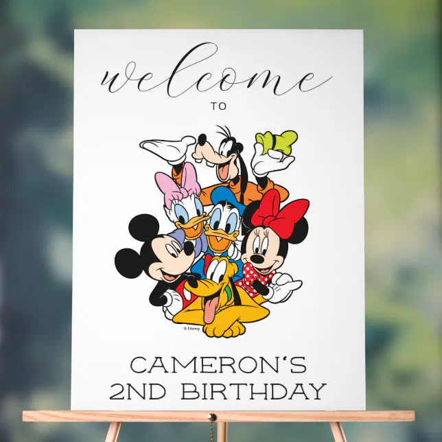 Oh, Toodles | Mickey & Friends Birthday Welcome Acrylic Sign | Zazzle
