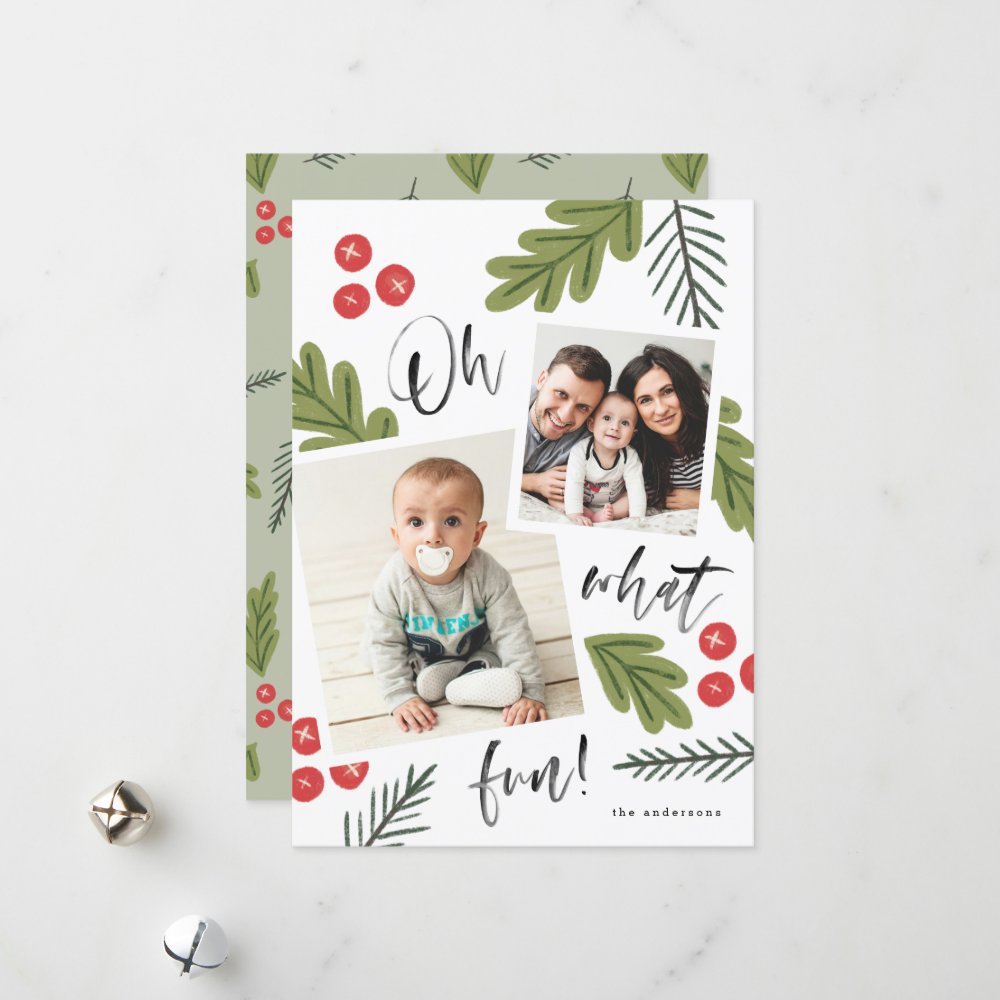 Oh What Fun Berry Snapshot Multi-Photo Holiday Card sold by ...