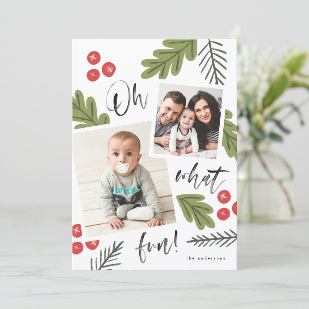 Oh What Fun Berry Snapshot Multi-Photo Holiday Card sold by ...