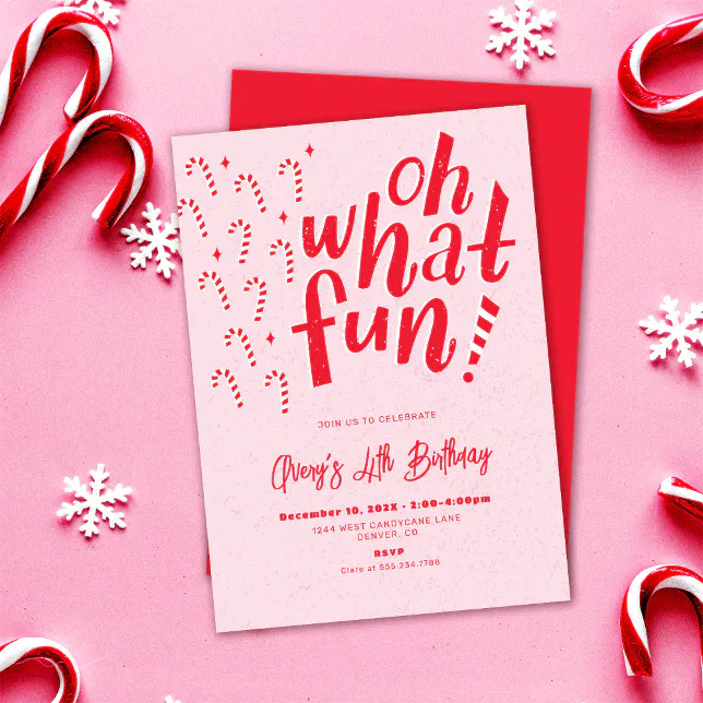 Oh What Fun Christmas Holiday Birthday invitation | Zazzle