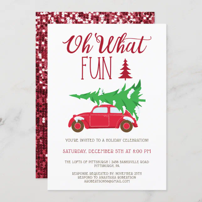 OH WHAT FUN Christmas Party EDITABLE Invitation | Zazzle