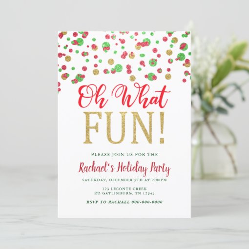 Oh What Fun Christmas Party Invitation | Zazzle