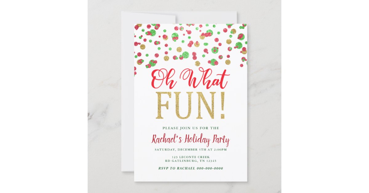 Oh What Fun Christmas Party Invitation | Zazzle