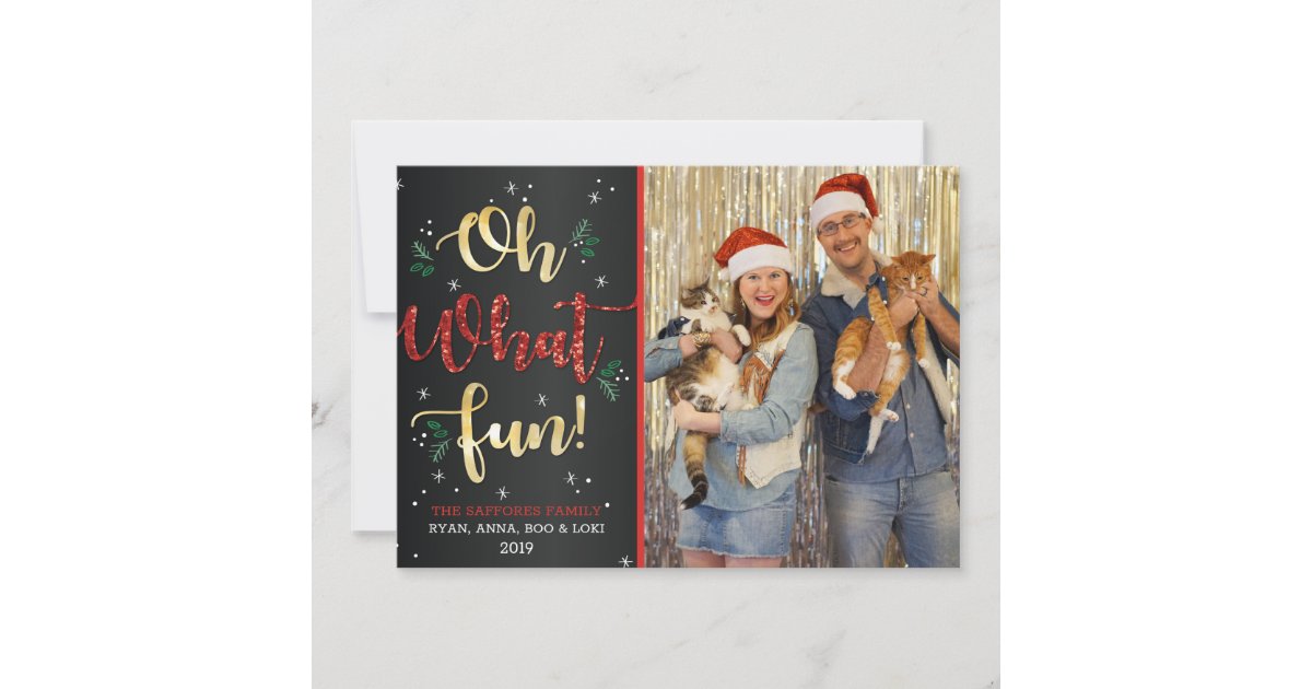 Oh What Fun Family Christmas Holiday Photo Card | Zazzle