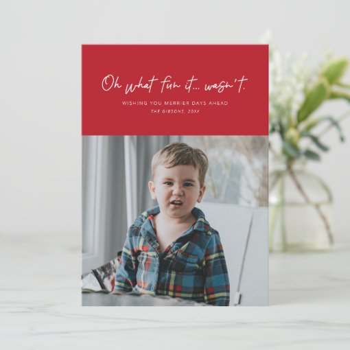 Oh what fun funny holiday photo card | Zazzle