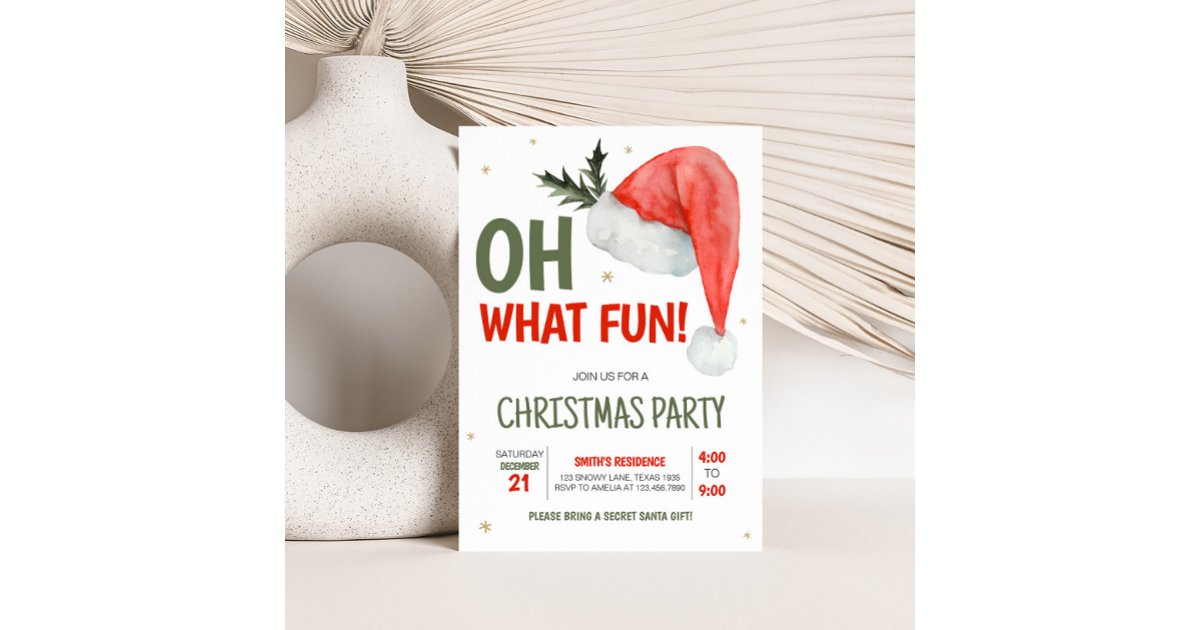 Oh What Fun Santa Christmas Party Invitation | Zazzle