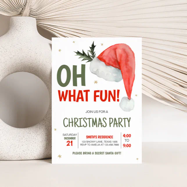 Oh What Fun Santa Christmas Party Invitation | Zazzle