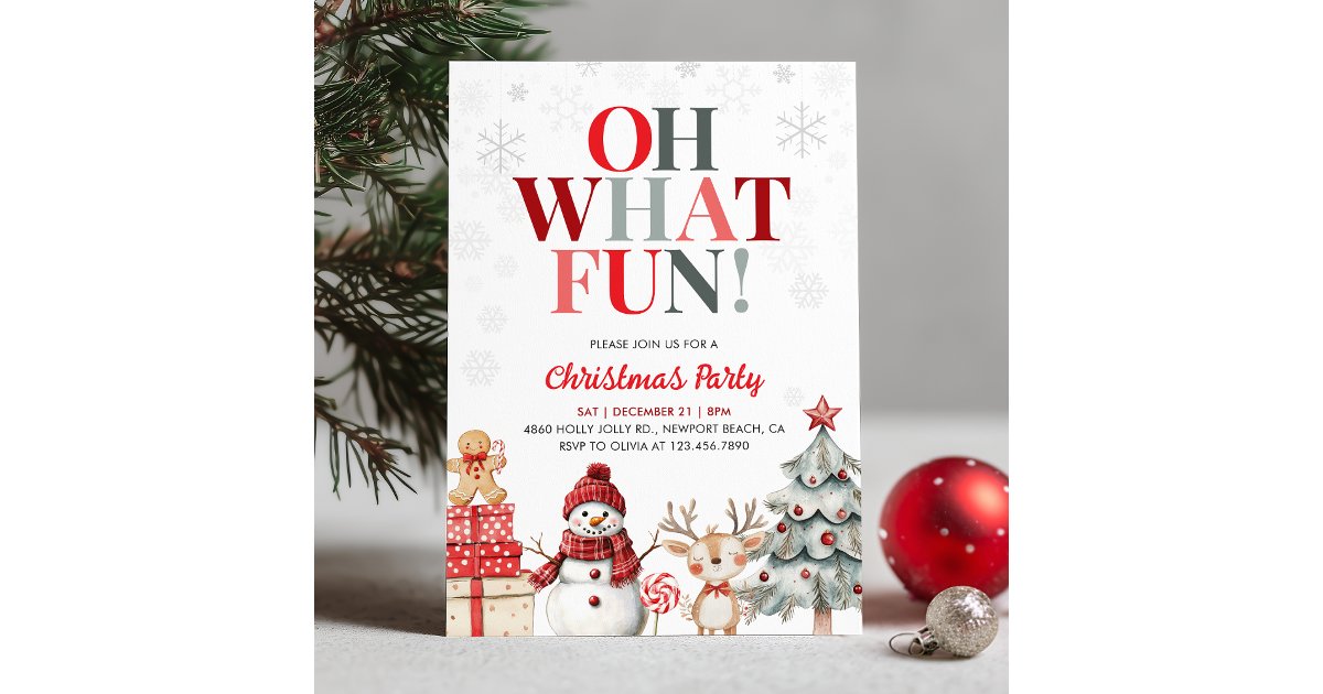 Oh What Fun Winter Wonderland Christmas Party Invitation | Zazzle
