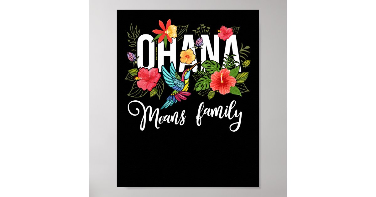 Ohana Means Family Hawaii Hibiscus Flower 70s Retr Poster | Zazzle