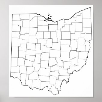 Ohio Counties Blank Outline Map Poster | Zazzle