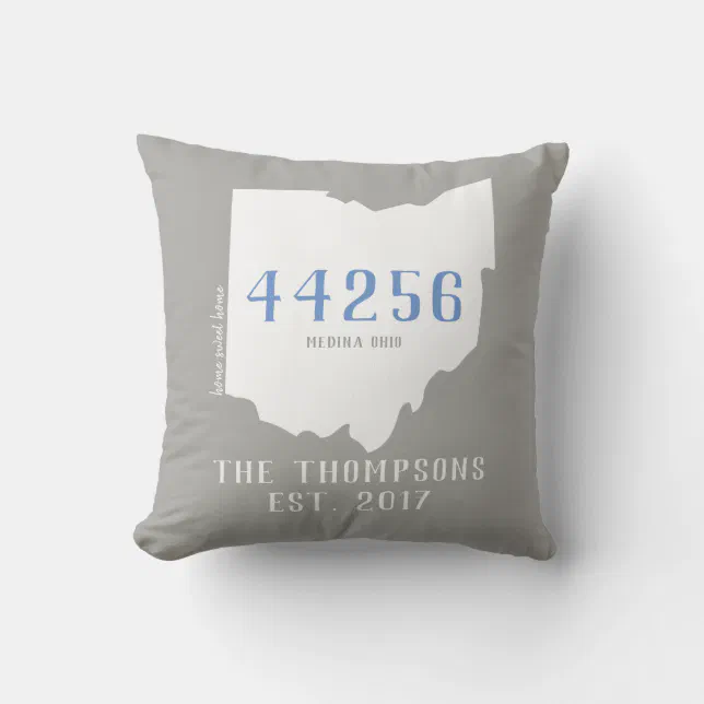 Ohio Custom Town Zip Code Home Pillow | Zazzle
