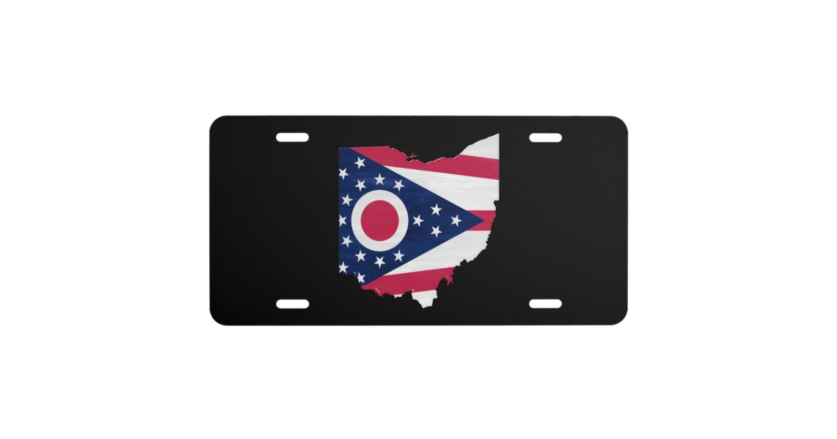 Ohio flag and map license plate | Zazzle