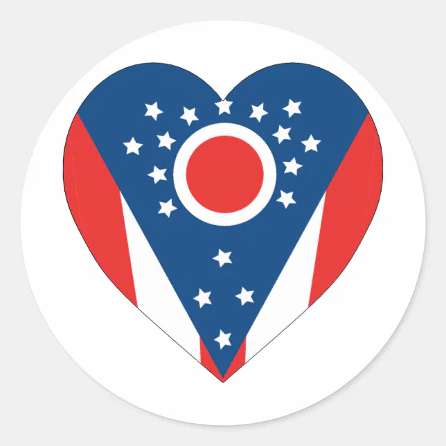 Ohio Flag Heart Classic Round Sticker | Zazzle