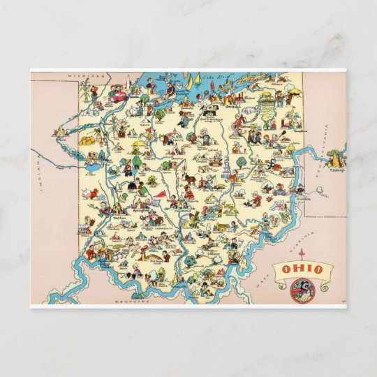 Ohio Funny Vintage Map Postcard | Zazzle