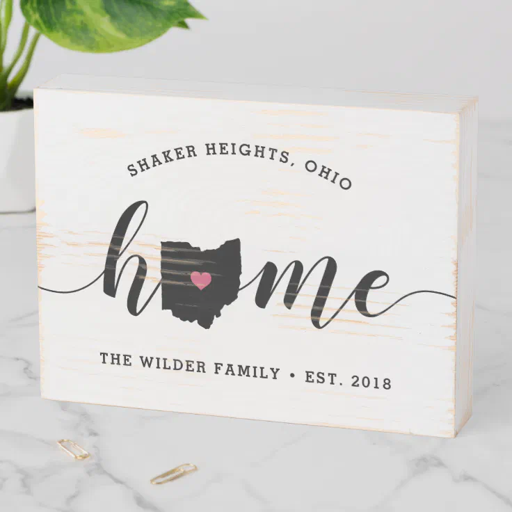Ohio Home State Rustic Family Name Wooden Box Sign | Zazzle