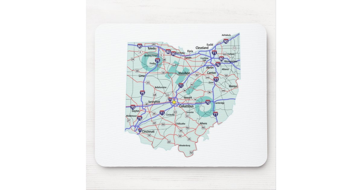 Ohio Interstate Map Mousepad | Zazzle