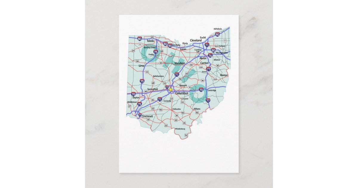Ohio Interstate Map Postcard | Zazzle