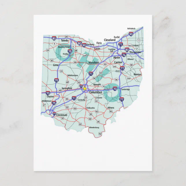 Ohio Interstate Map Postcard | Zazzle