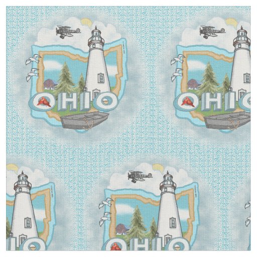 Ohio Lighthouse Fabric | Zazzle