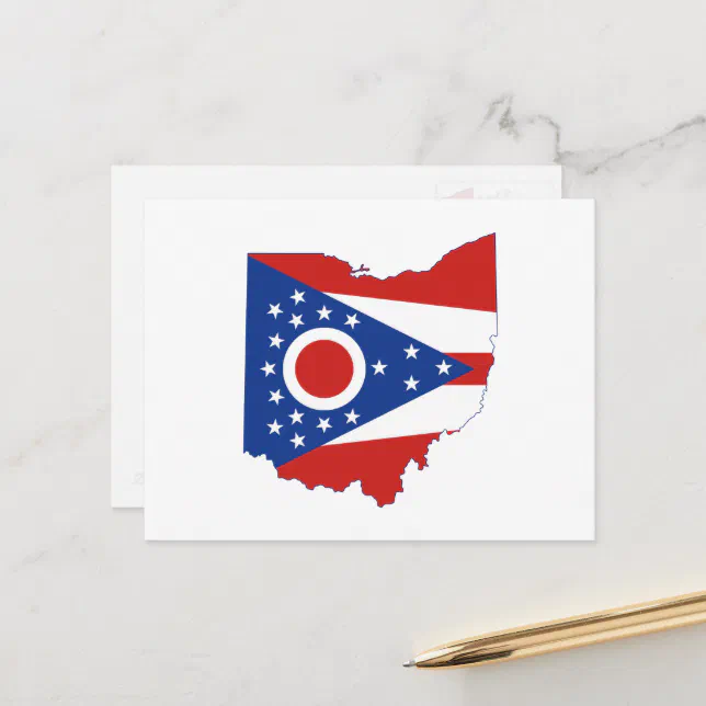 Ohio Map Shaped State Flag Stars and Stripes Postcard | Zazzle