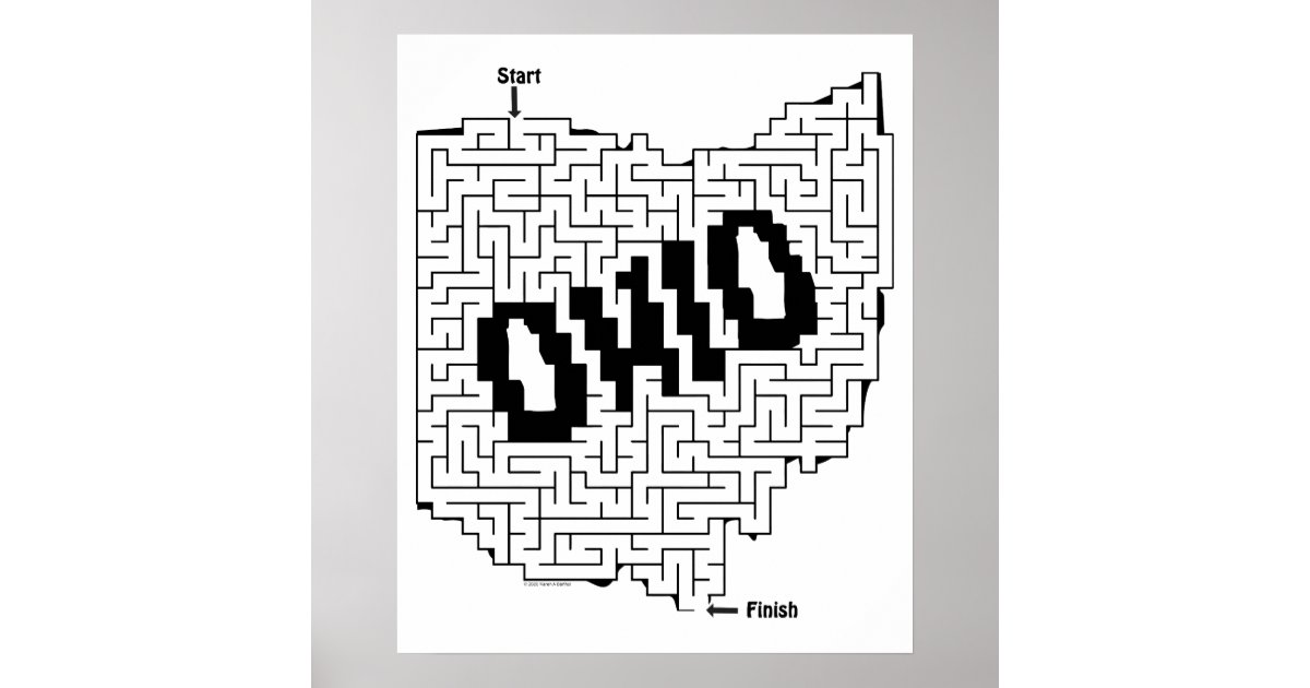 Ohio Maze Puzzle Poster | Zazzle