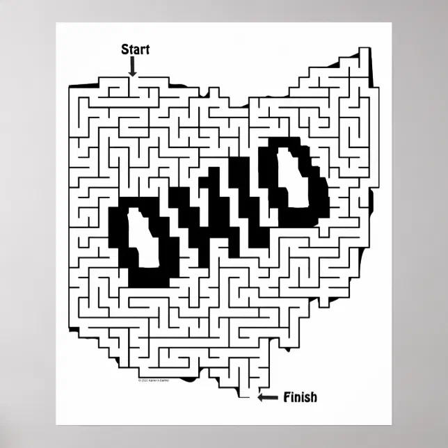 Ohio Maze Puzzle Poster | Zazzle
