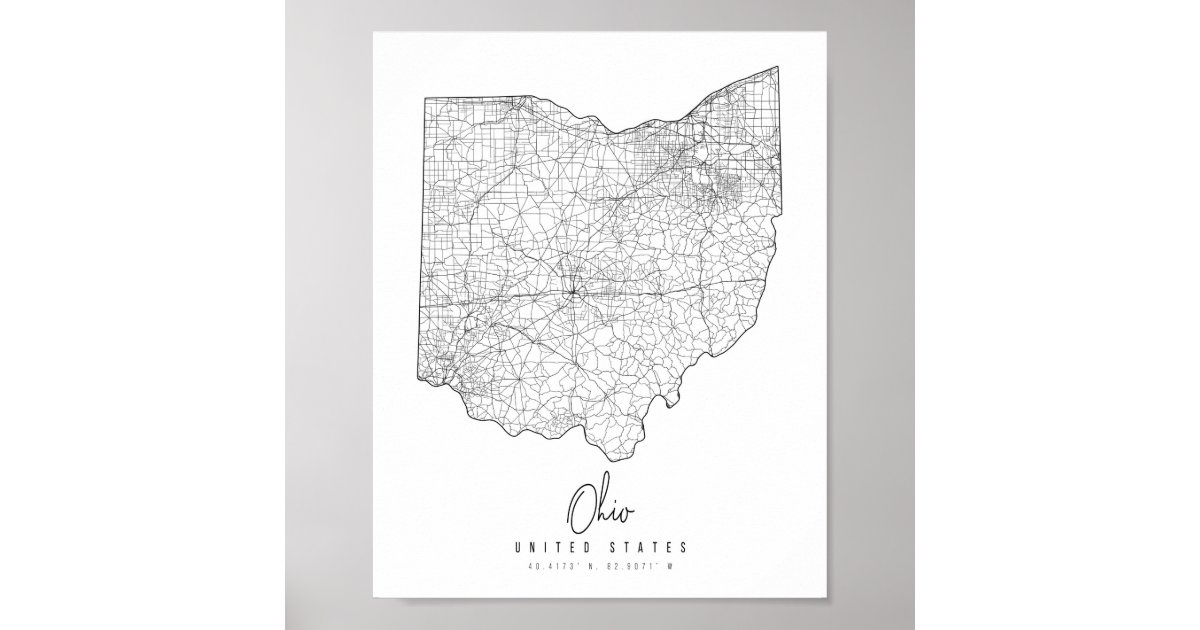 Ohio Minimal Street Map Poster | Zazzle
