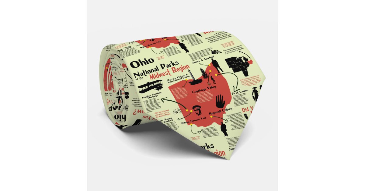 Ohio National Parks Pictorial Map Neck Tie | Zazzle