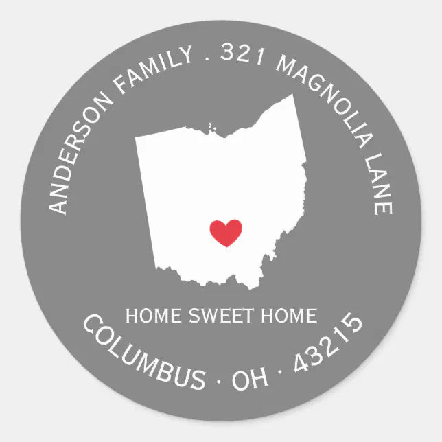 OHIO | New Home Address Label Sticker | Zazzle