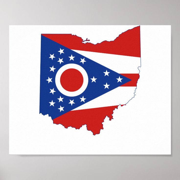 Ohio State Flag and Map Poster | Zazzle
