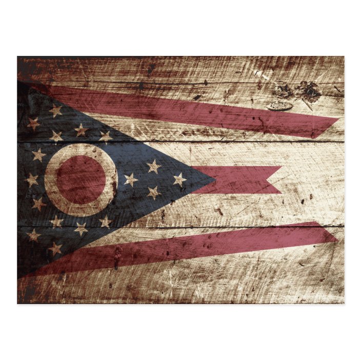 Ohio State Flag on Old Wood Grain Postcard | Zazzle.com