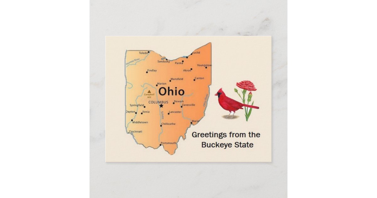 Ohio State Map Postcard | Zazzle