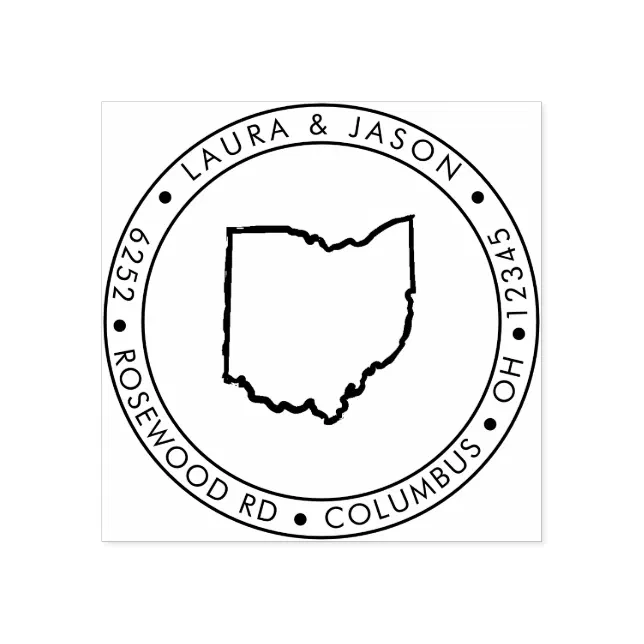 Ohio State Map Return Address Wood Rubber Stamp | Zazzle