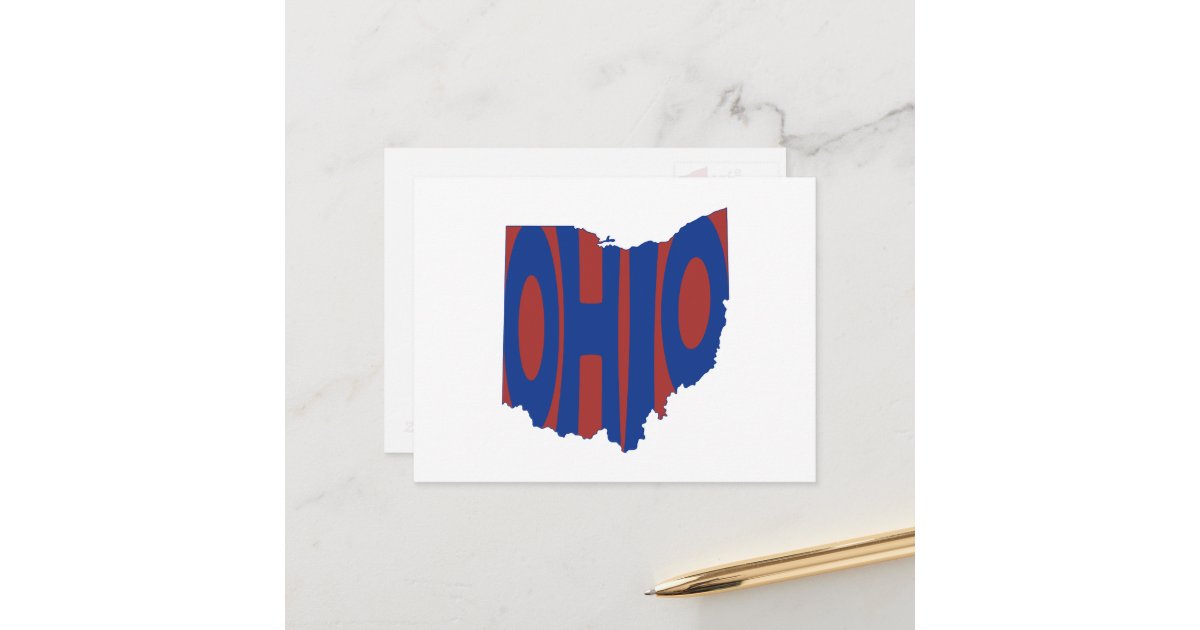 Ohio State Name Word Art Blue Postcard | Zazzle