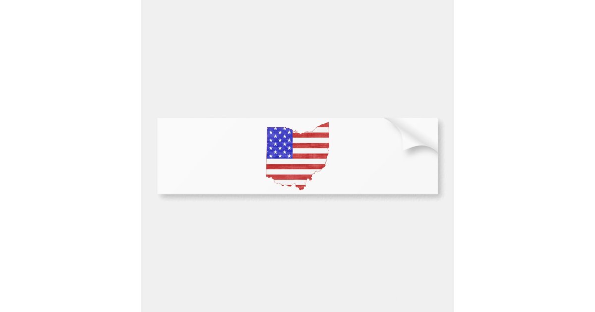 Ohio state shaped USA flag Bumper Sticker | Zazzle