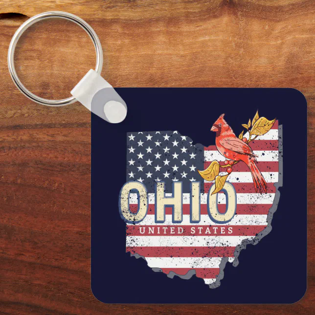 Ohio State United States Retro Map Vintage USA Keychain | Zazzle