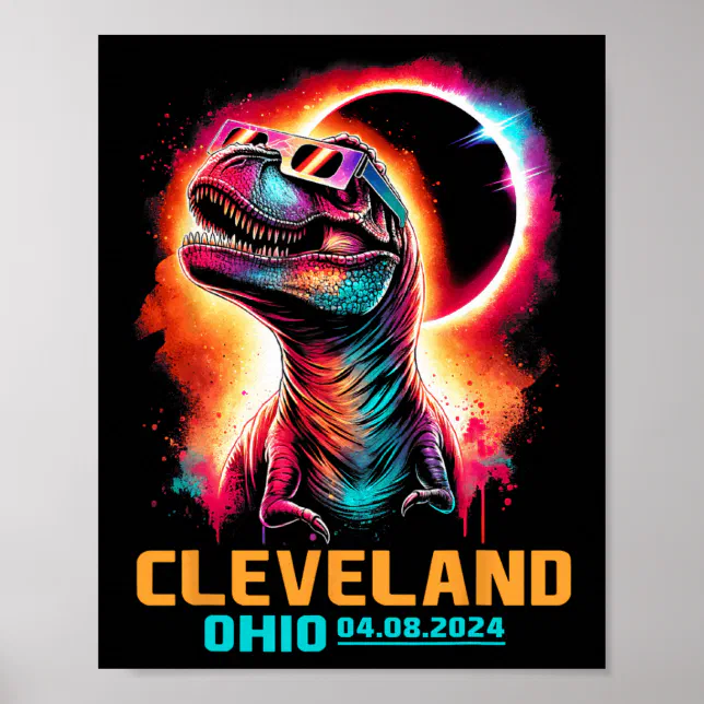 Ohio Total Solar Eclipse 2024 T Rex Dinosaur Poster | Zazzle