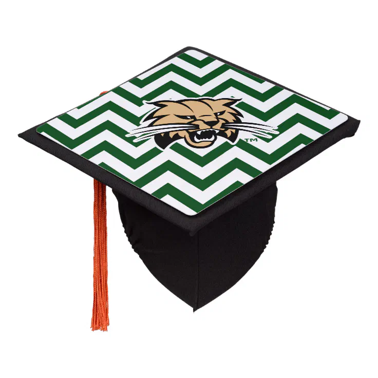 Ohio University Bobcat Logo Chevron Pattern Graduation Cap Topper | Zazzle