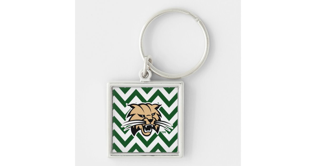Ohio University Bobcat Logo Chevron Pattern Keychain | Zazzle