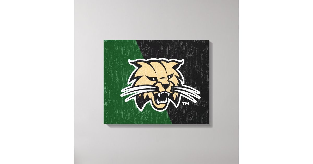 Ohio University Bobcat Logo Color Block Distressed Canvas Print | Zazzle