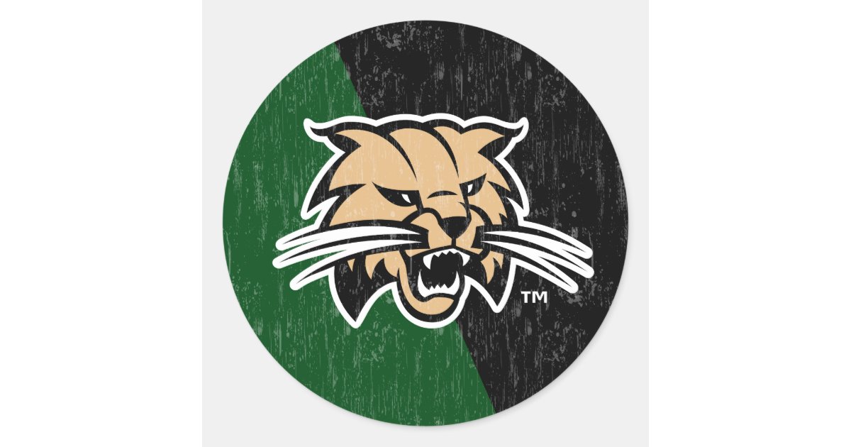 Ohio University Bobcat Logo Color Block Distressed Classic Round ...