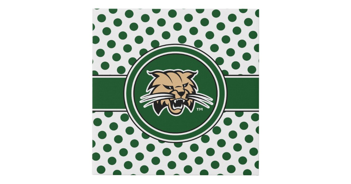 Ohio University Bobcat Logo Polka Dot Pattern Faux Canvas Print | Zazzle