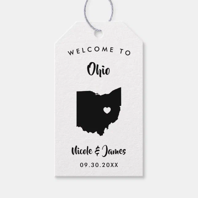 Ohio Wedding Welcome Bag Tags, Map Gift Tags | Zazzle